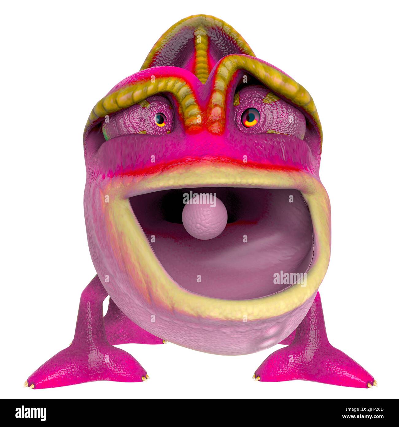 chameleon cartoon is worried in a white background. This chamaleon ...