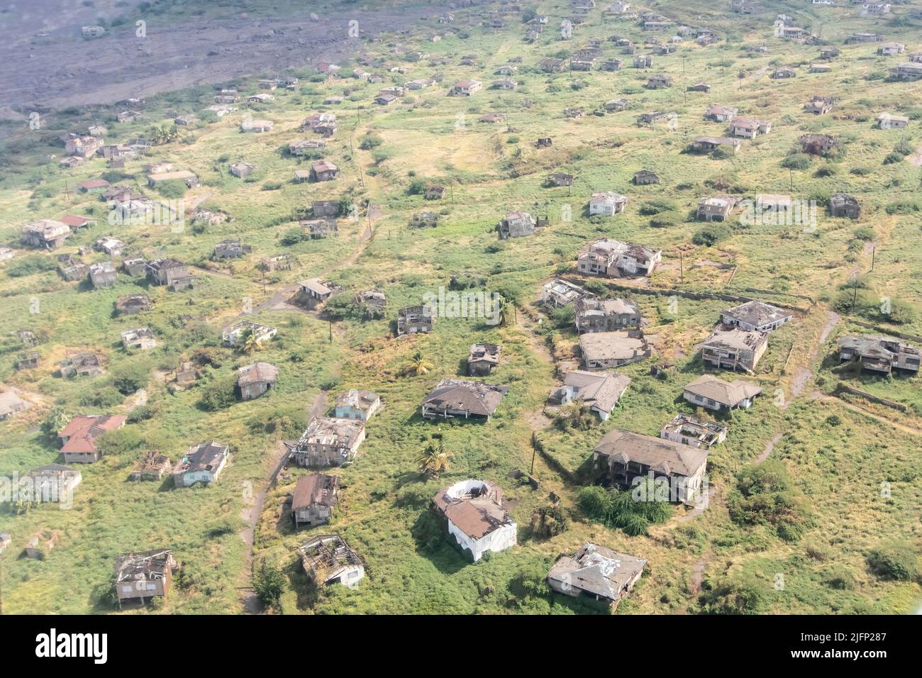 Ruins of Plymouth, buried under the ash from La Soufriere volcanic ...