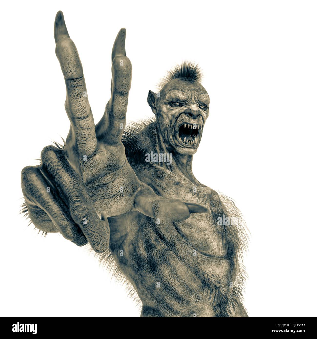 lycan monster is in peace and love in a white background. This werewolf ...