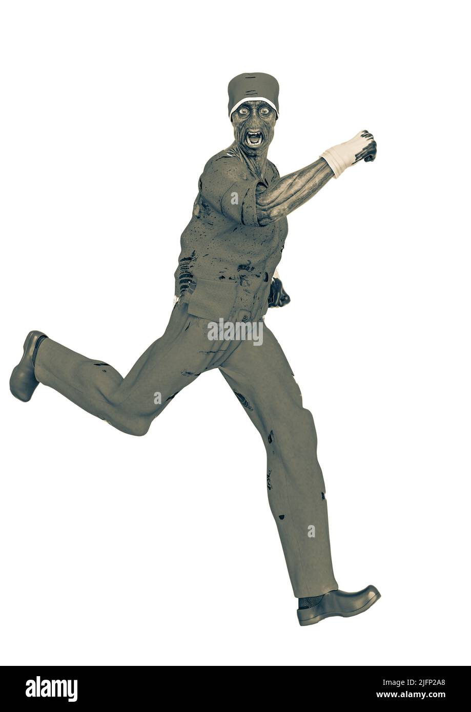 zombie running fast. This infected monster in clipping path is very ...