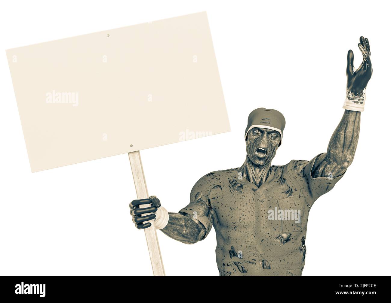 zombie protesting holding a placard. This infected monster in clipping ...
