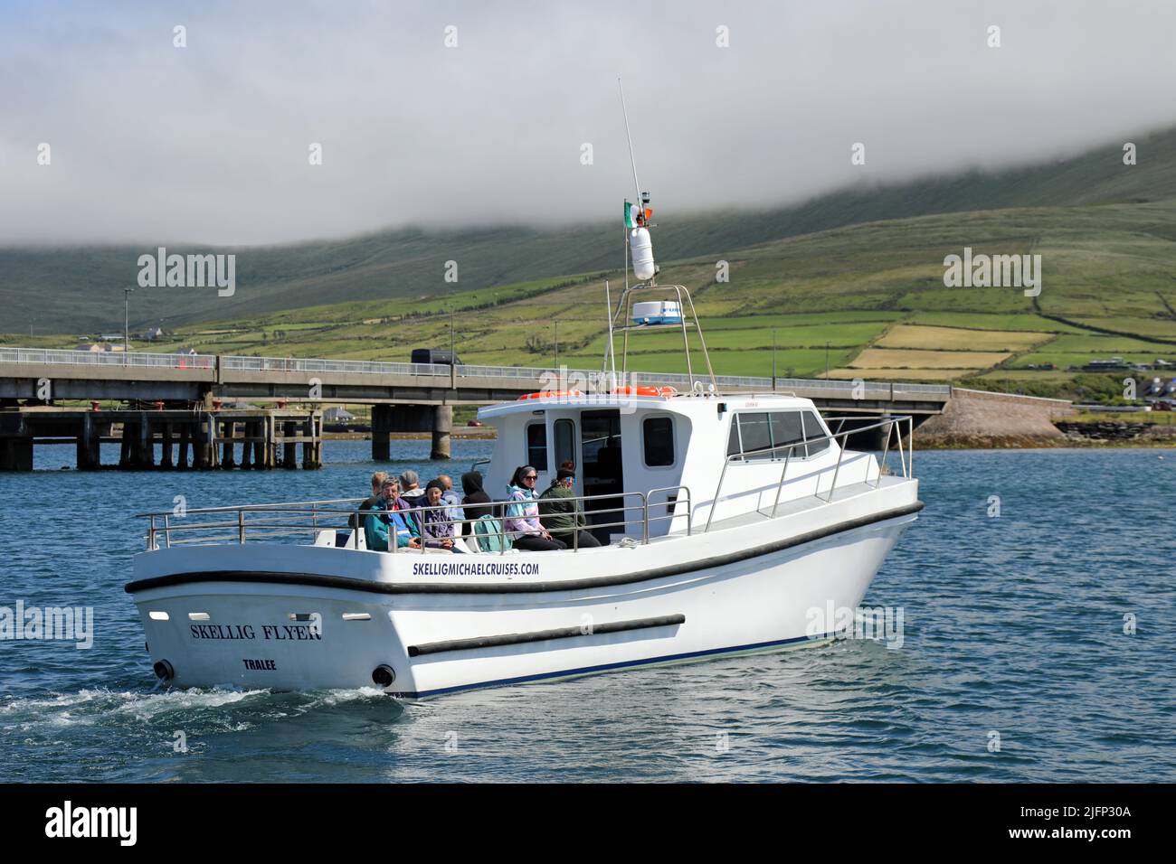 Tourists on a cruise to Skellig Michael in County Kerry which was a ...