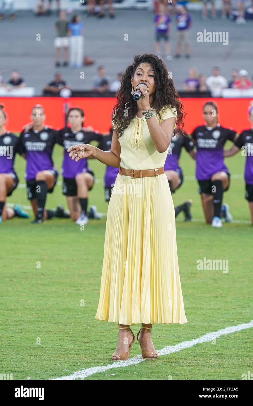 Orlando, Florida, USA, April 16, 2022, Singer Adassa performs the ...