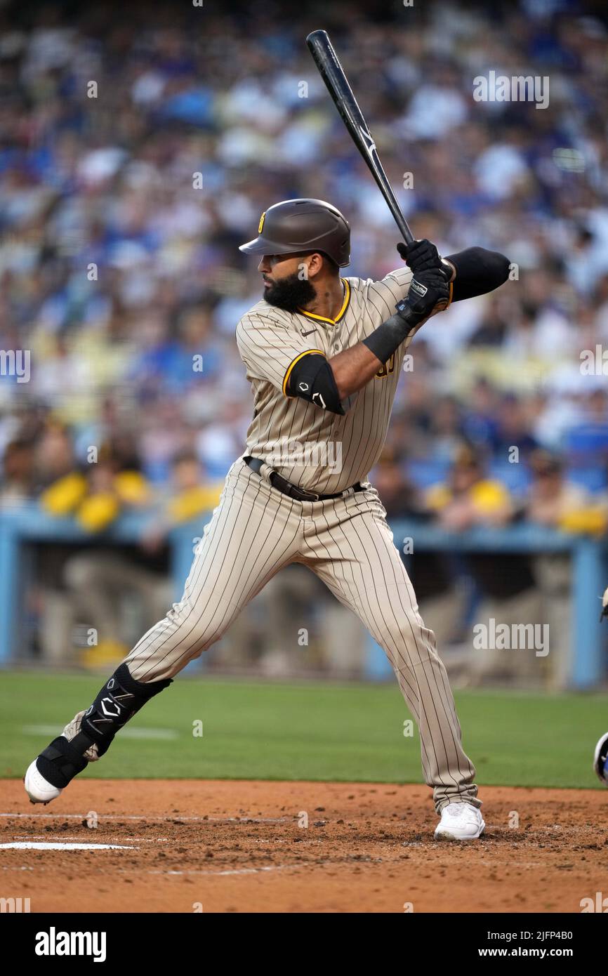 San Diego Padres right fielder Nomar Mazara (16) bats against the Los ...
