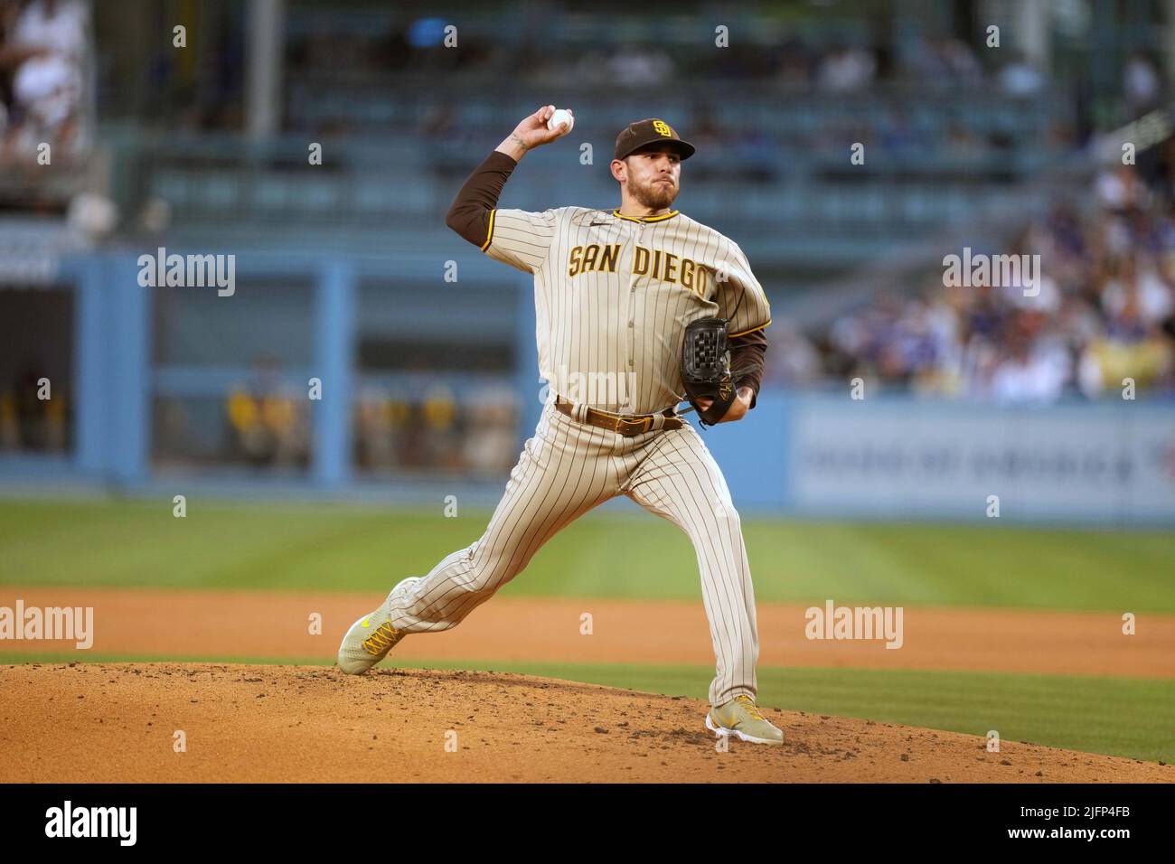 San Diego Padres starting pitcher Joe Musgrove (44) delivers a pitch ...