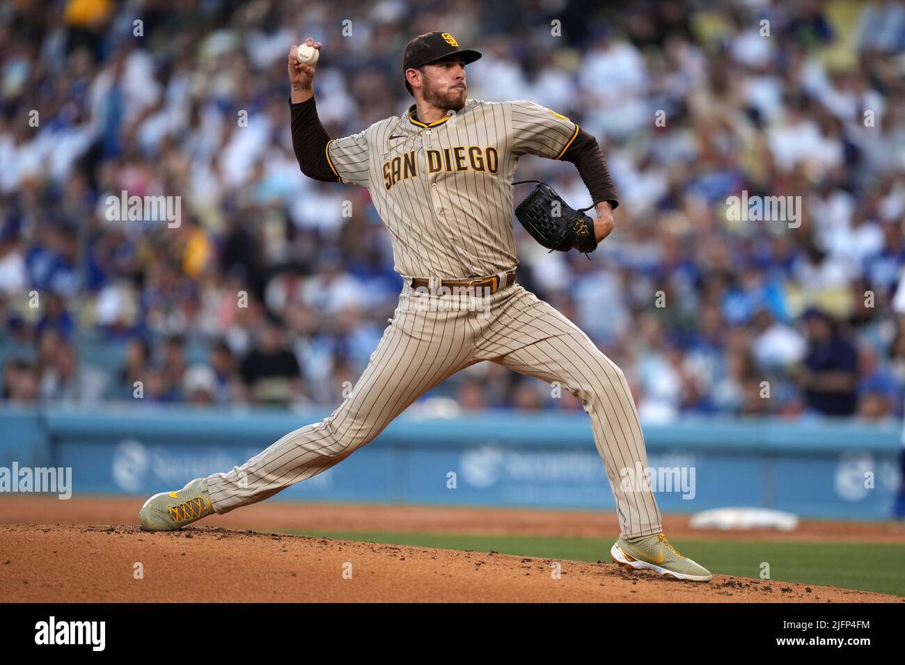 San Diego Padres starting pitcher Joe Musgrove (44) delivers a pitch ...
