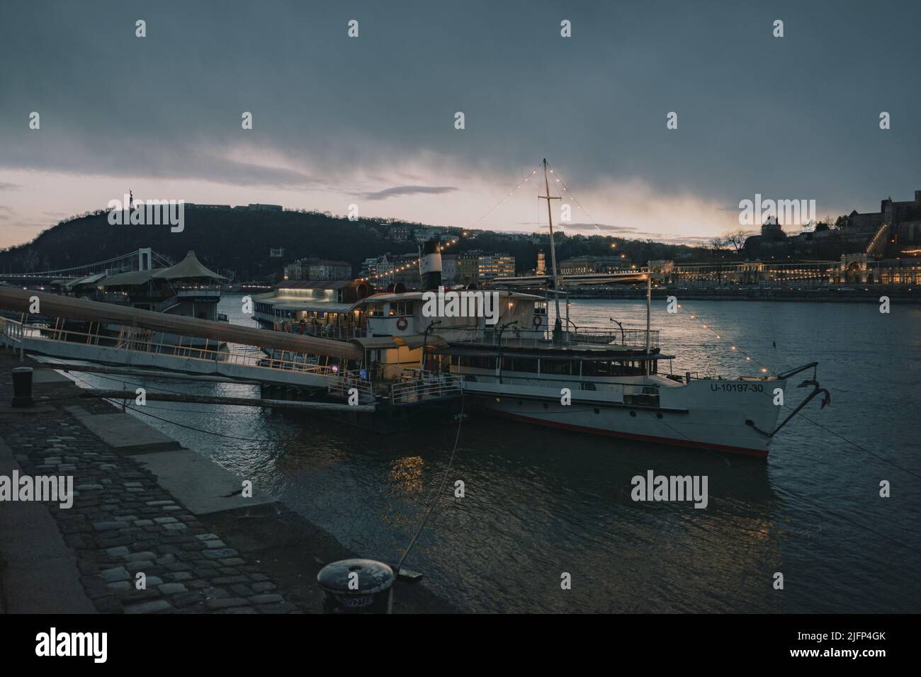 Restaurant boat by the Danube River, Budapest, Hungary Stock Photo - Alamy