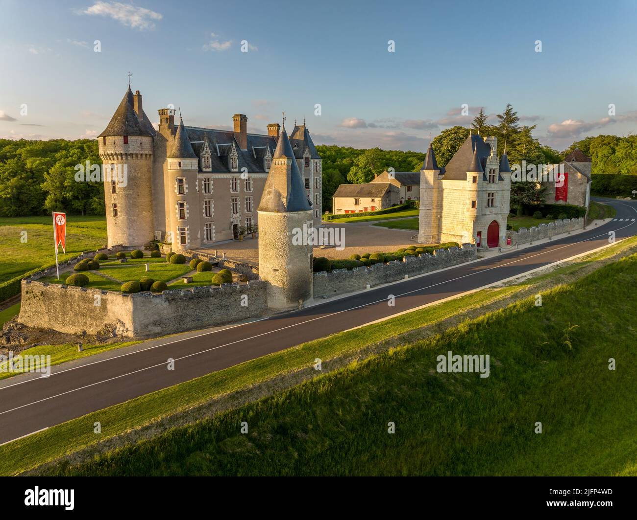 Aerial view of Montpoupon castle, French Renaissance chateau in the ...