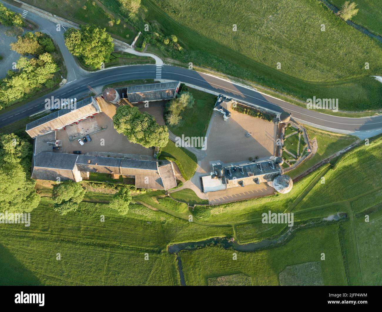Aerial view of Montpoupon castle, French Renaissance chateau in the ...