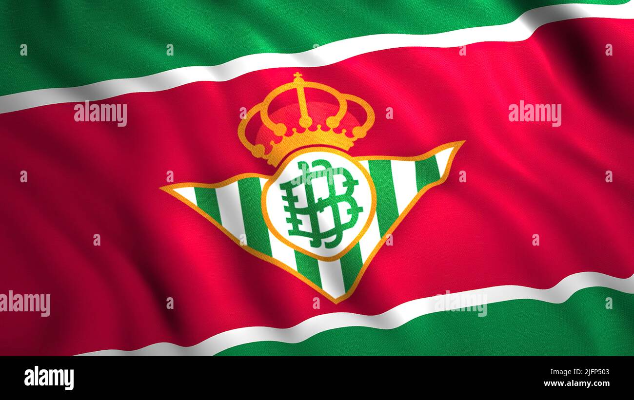 Football club logo on 3d flag. Motion. Sports background with waving ...