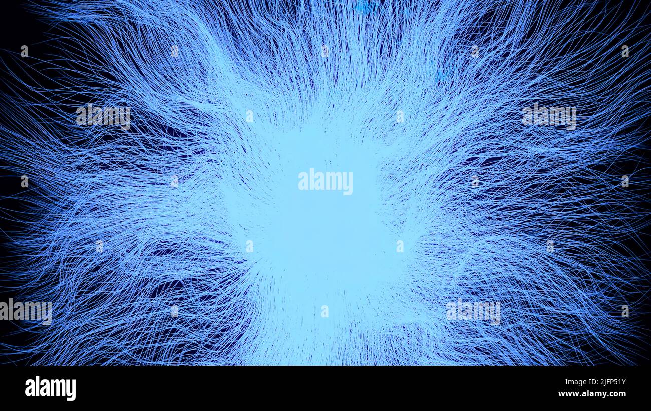 Disappearance of energy lines in space. Design. Bright glowing stream ...