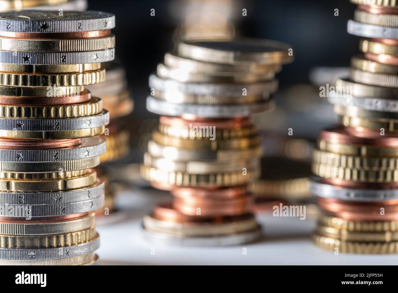 Euro currency, Stacked and piled up Euro coins Stock Photo - Alamy