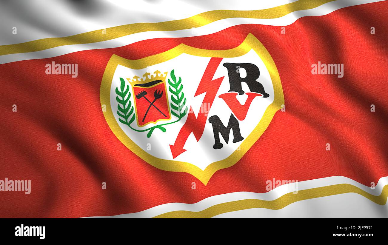 Flags of Spanish football club. Motion. Beautifully waving 3d flag with ...