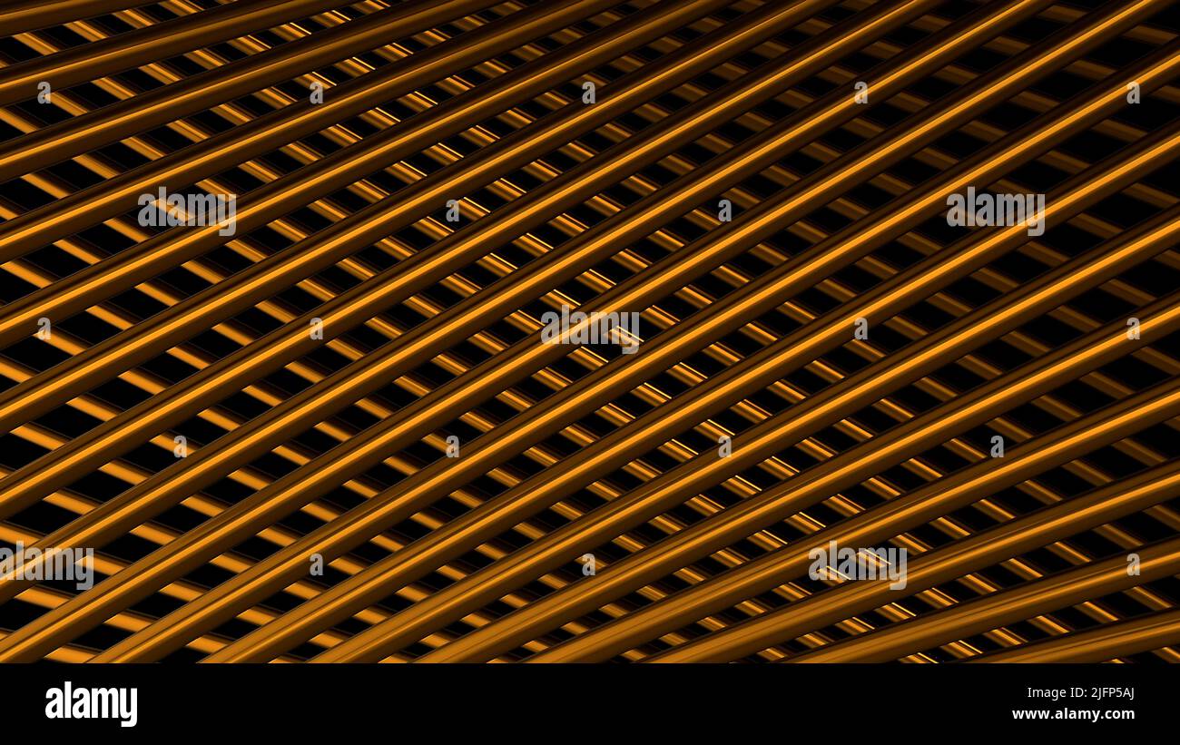3d tube mesh on black background. Motion. Beautiful grid of diagonal 3d ...
