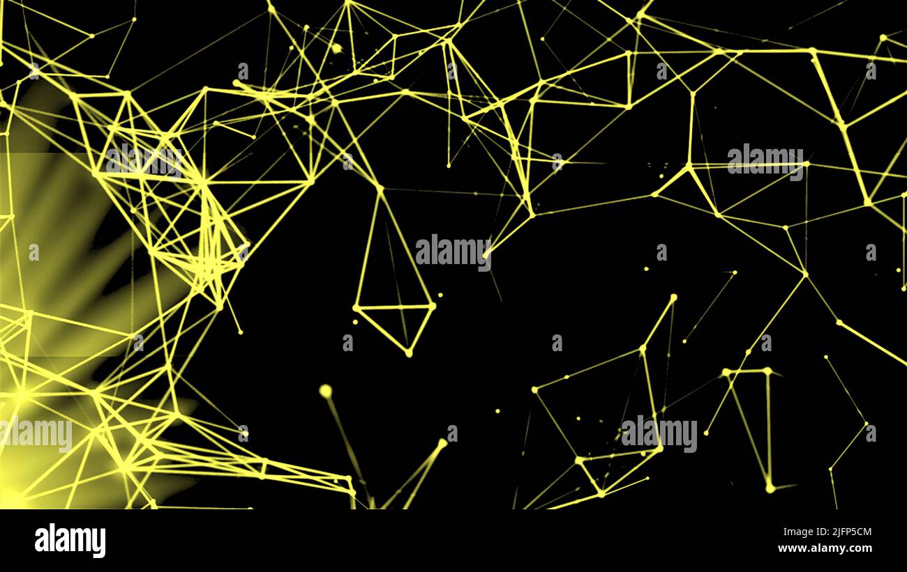 Moving molecular chains in computer. Motion. 3D lines in plexuses move ...