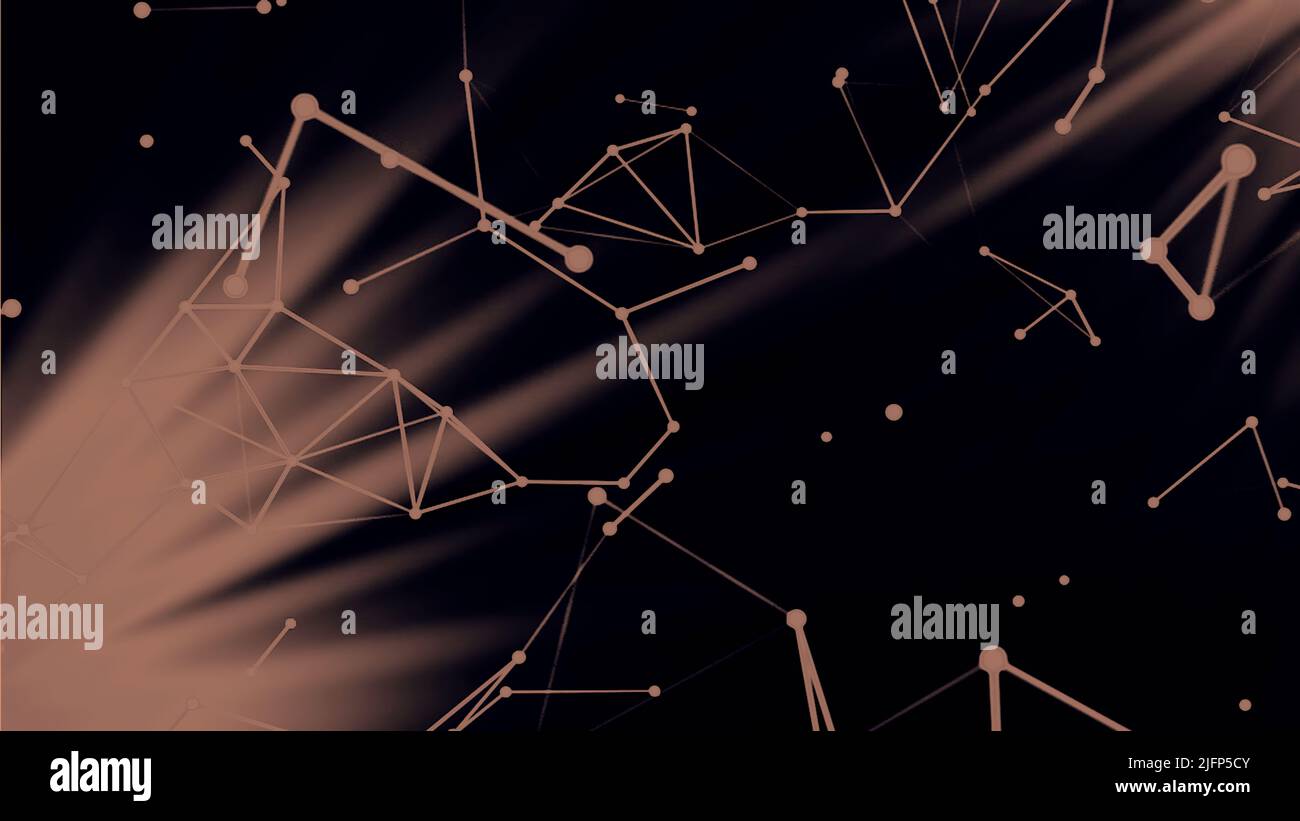 Moving molecular chains in computer. Motion. 3D lines in plexuses move ...