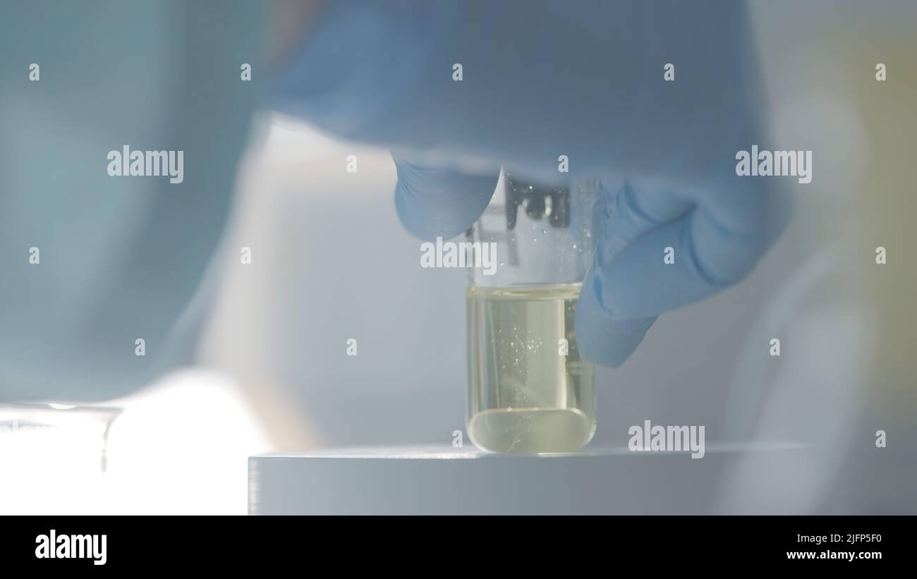 Laboratory test tubes for analysis. Action. Laboratory flasks and test ...