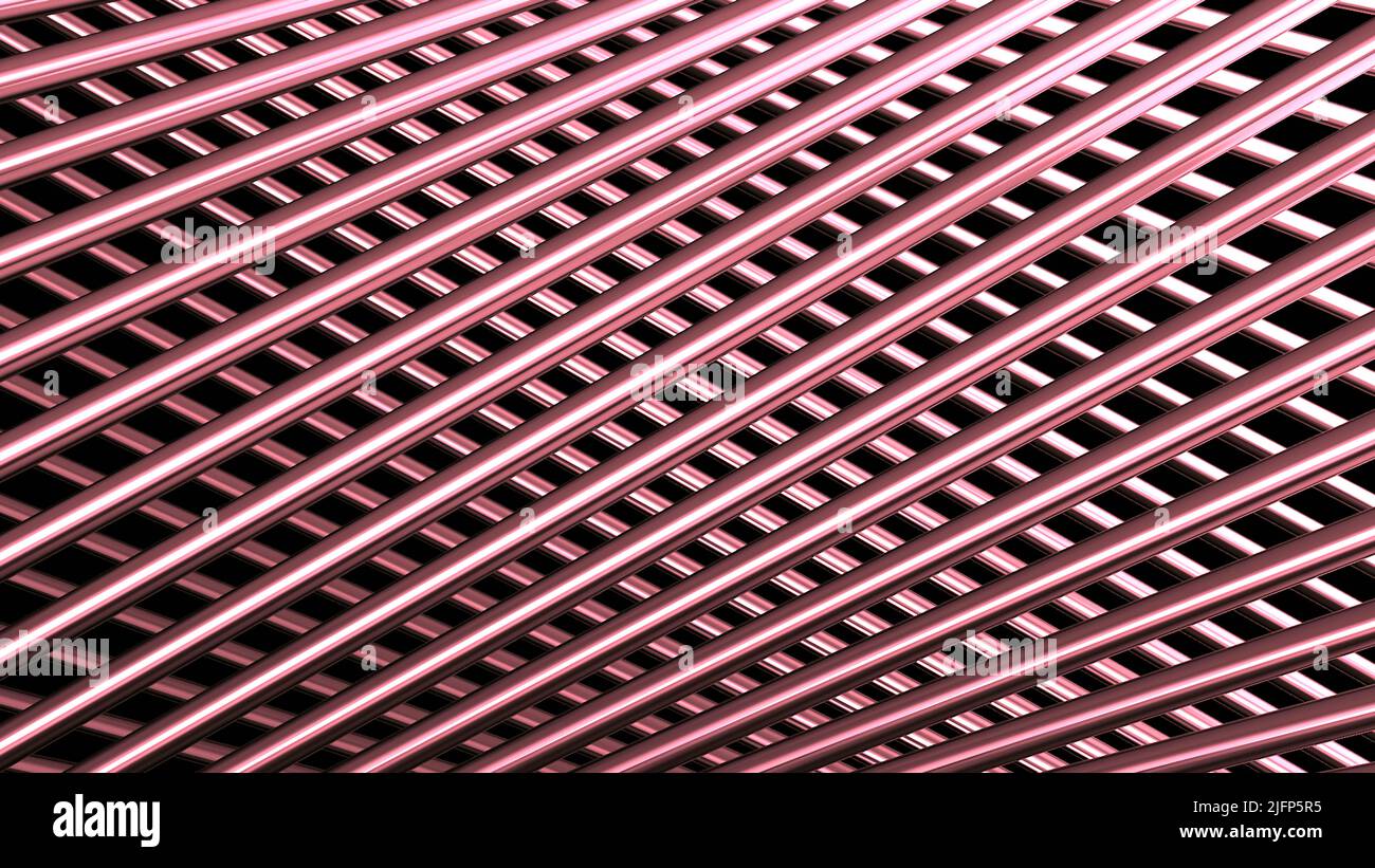 3d tube mesh on black background. Motion. Beautiful grid of diagonal 3d ...