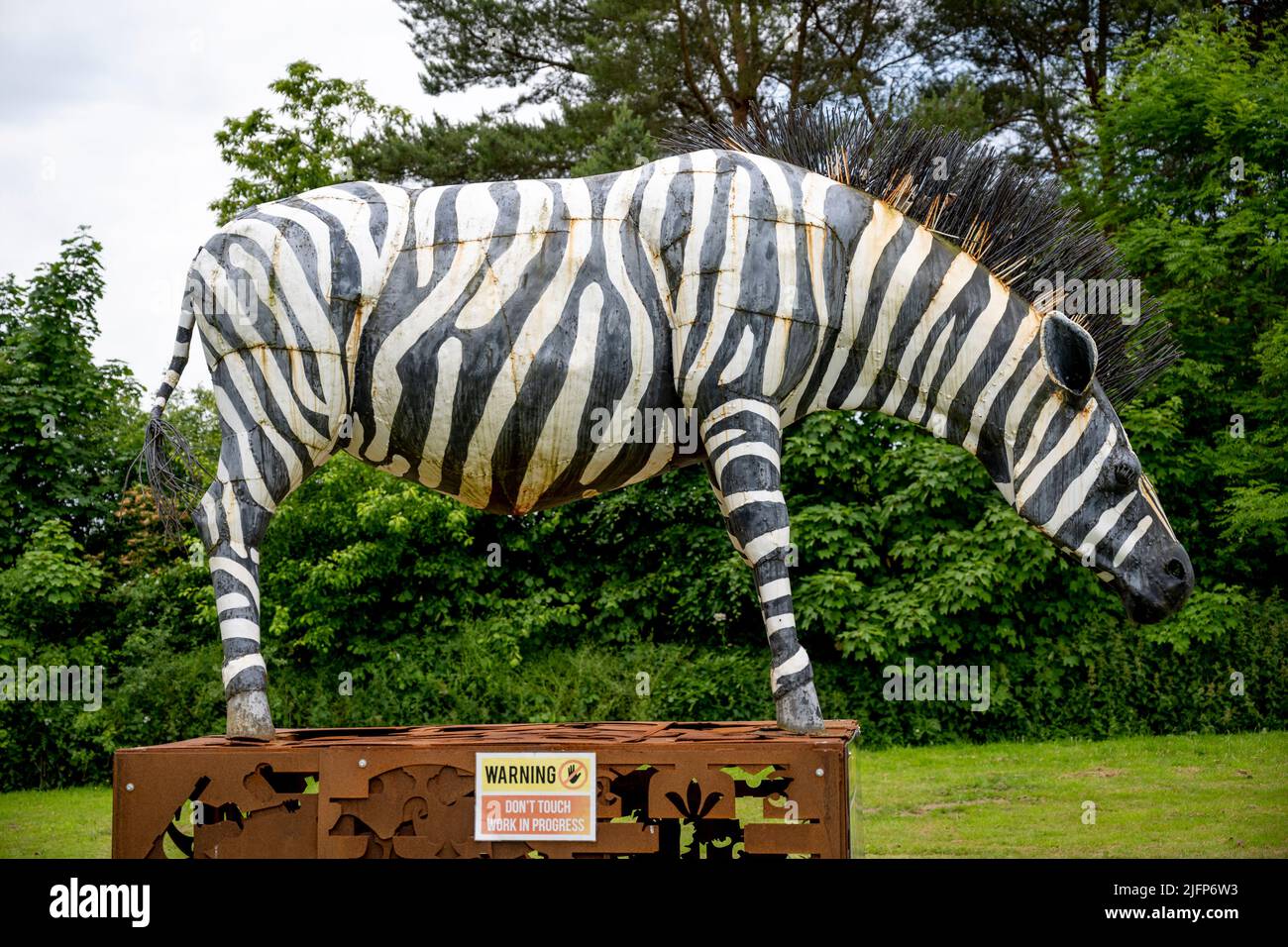 The British Ironwork Centre, Zebra Exhibit/Sculpture Stock Photo - Alamy