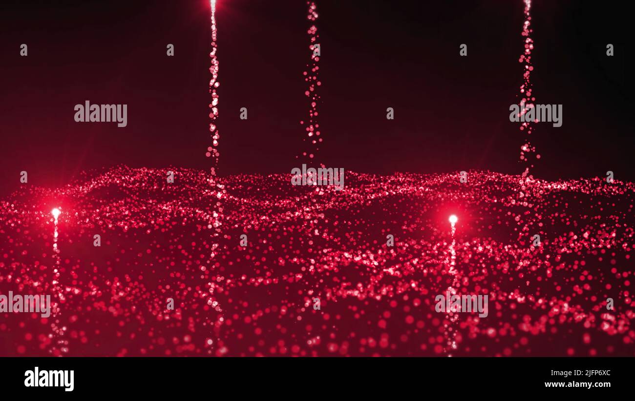 Bright rotating stream with luminous particles. Motion. Wavy stream of ...