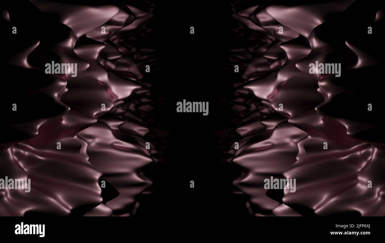 Corridor with ribbed walls. Design. 3D corridor with bumpy sharp walls ...