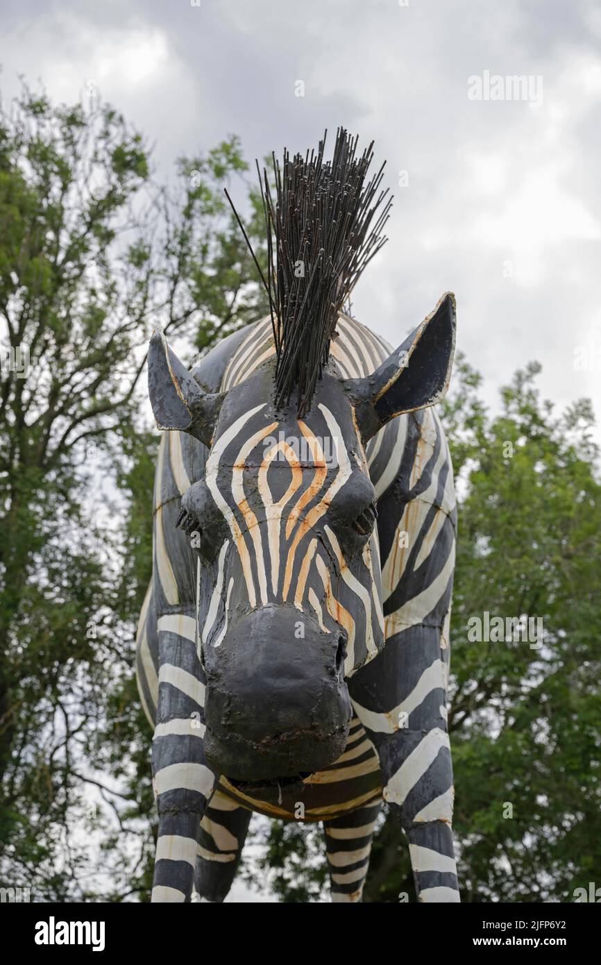 The British Ironwork Centre, Zebra Exhibit/Sculpture Stock Photo - Alamy