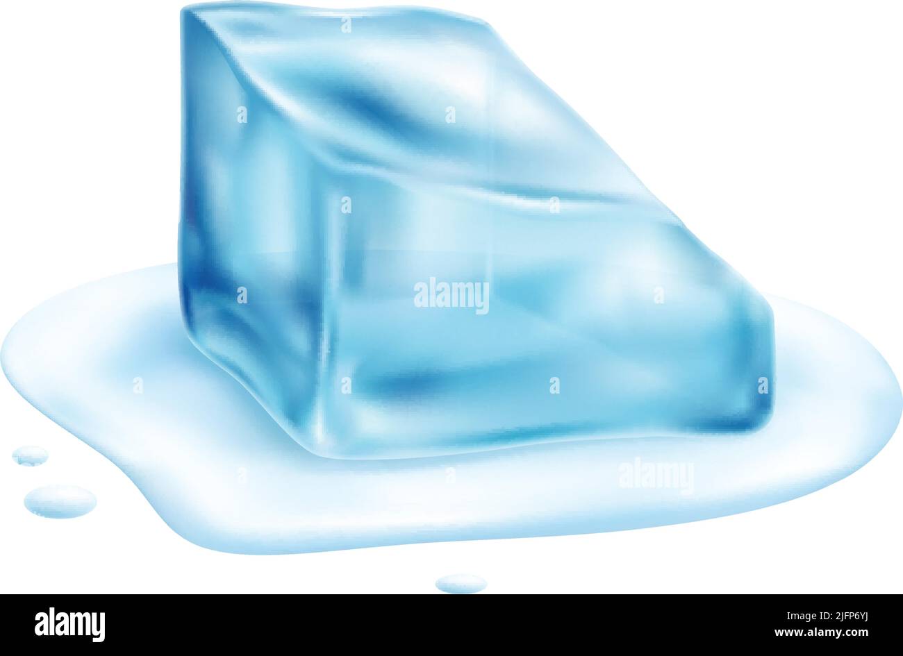 Realistic composition with images of melting ice cube on blank ...