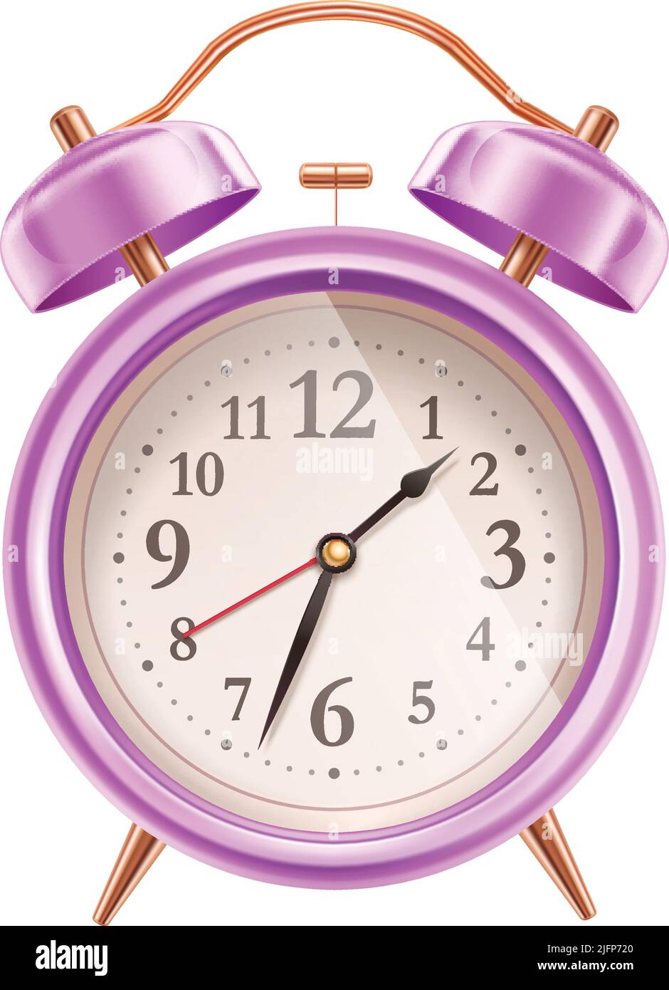 Realistic cute vintage purple alarm clock vector illustration Stock ...