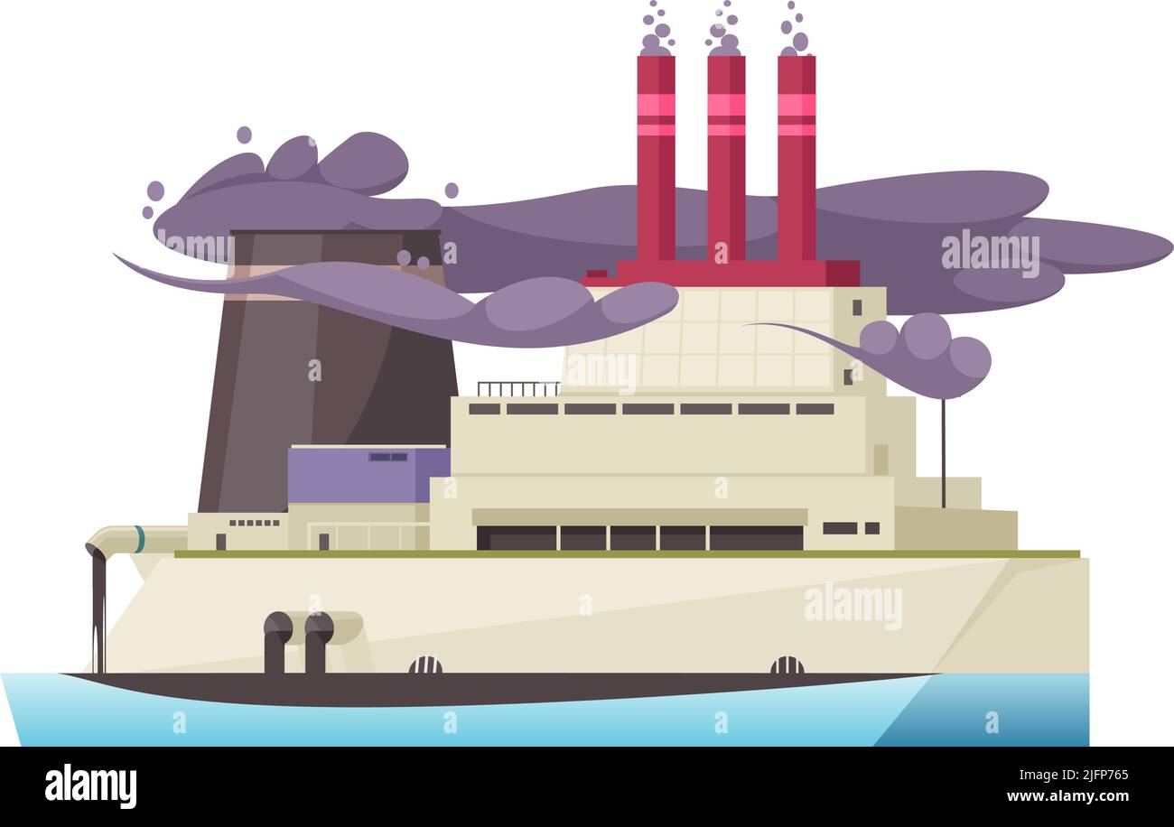 Nature water pollution composition with front view of smoky factory ...