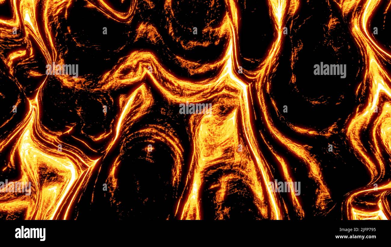 Abstract computer animated fire background simulating a fiery plasma on ...