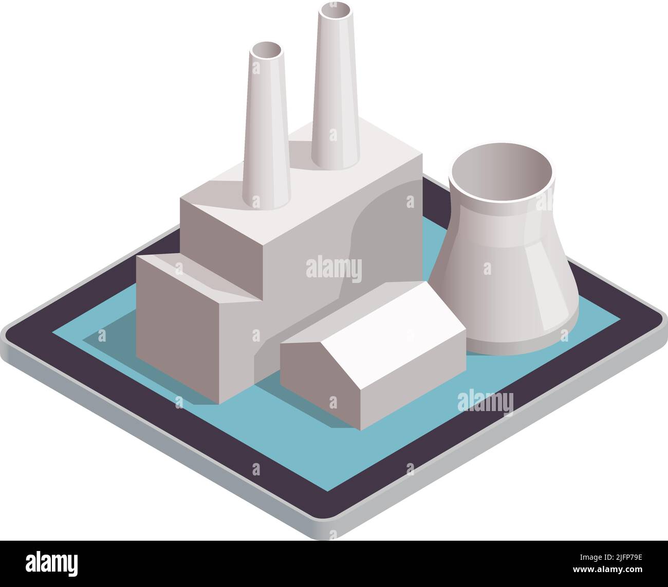 Smart industry isometric icon with 3d plant model vector illustration ...