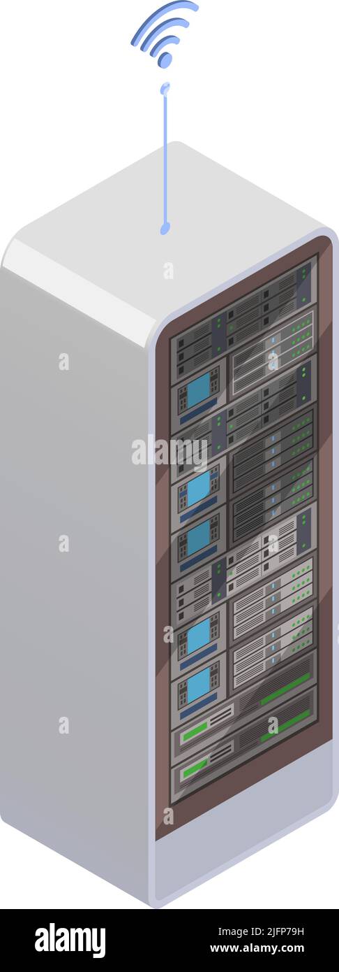 Smart industry isometric icon with data center rack 3d vector ...
