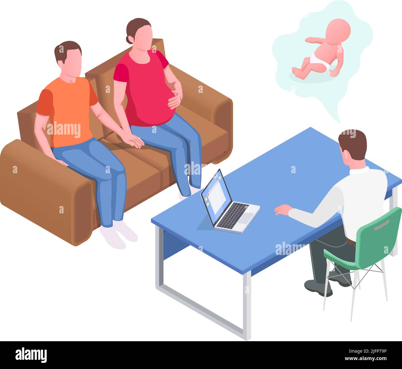 Pregnancy isometric icon with pregnant woman and expectant father ...