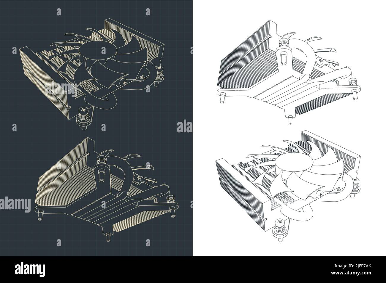 Stylized vector illustration of drawings of CPU cooler Stock Vector ...