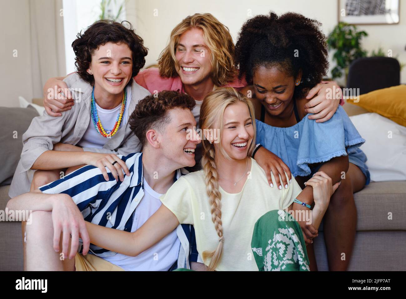 Portrait of diverse group of friends with mixed races having fun ...