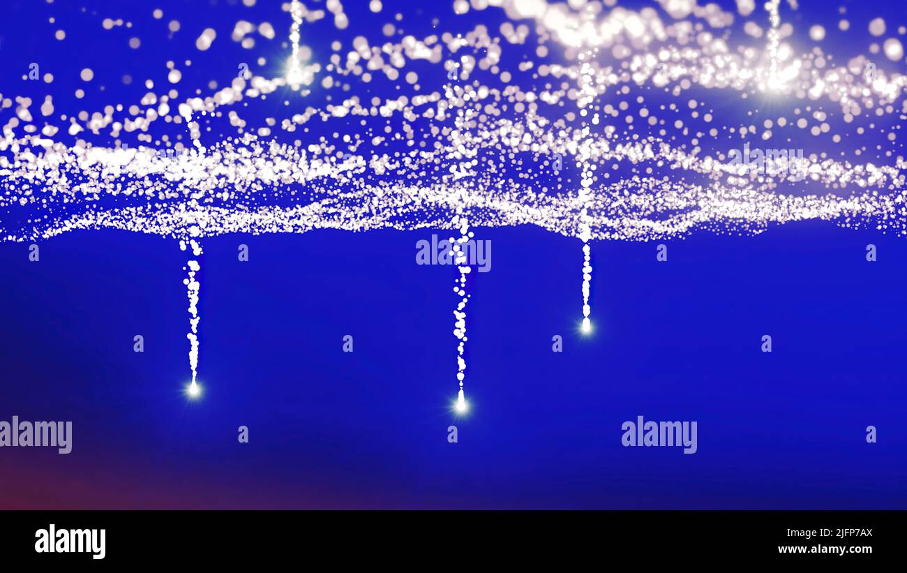 Wavy stream of luminous particles. Motion. Cosmic energy flows with ...