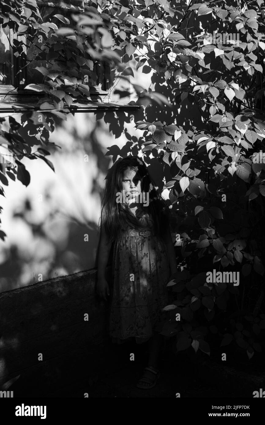 Shadow girl on an orange wall in summer Stock Photo - Alamy