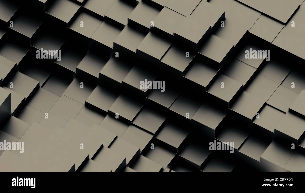 Surface of squares moving out in waves. Design. 3D surface with ...