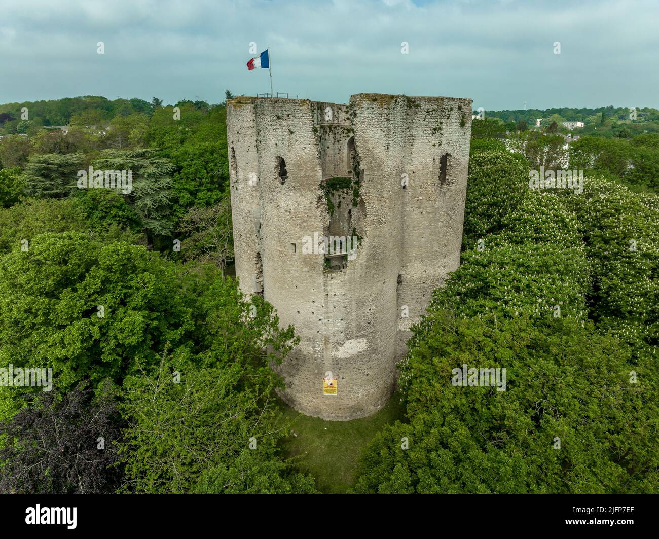 Aerial view of medieval keep above Etampes France Stock Photo - Alamy