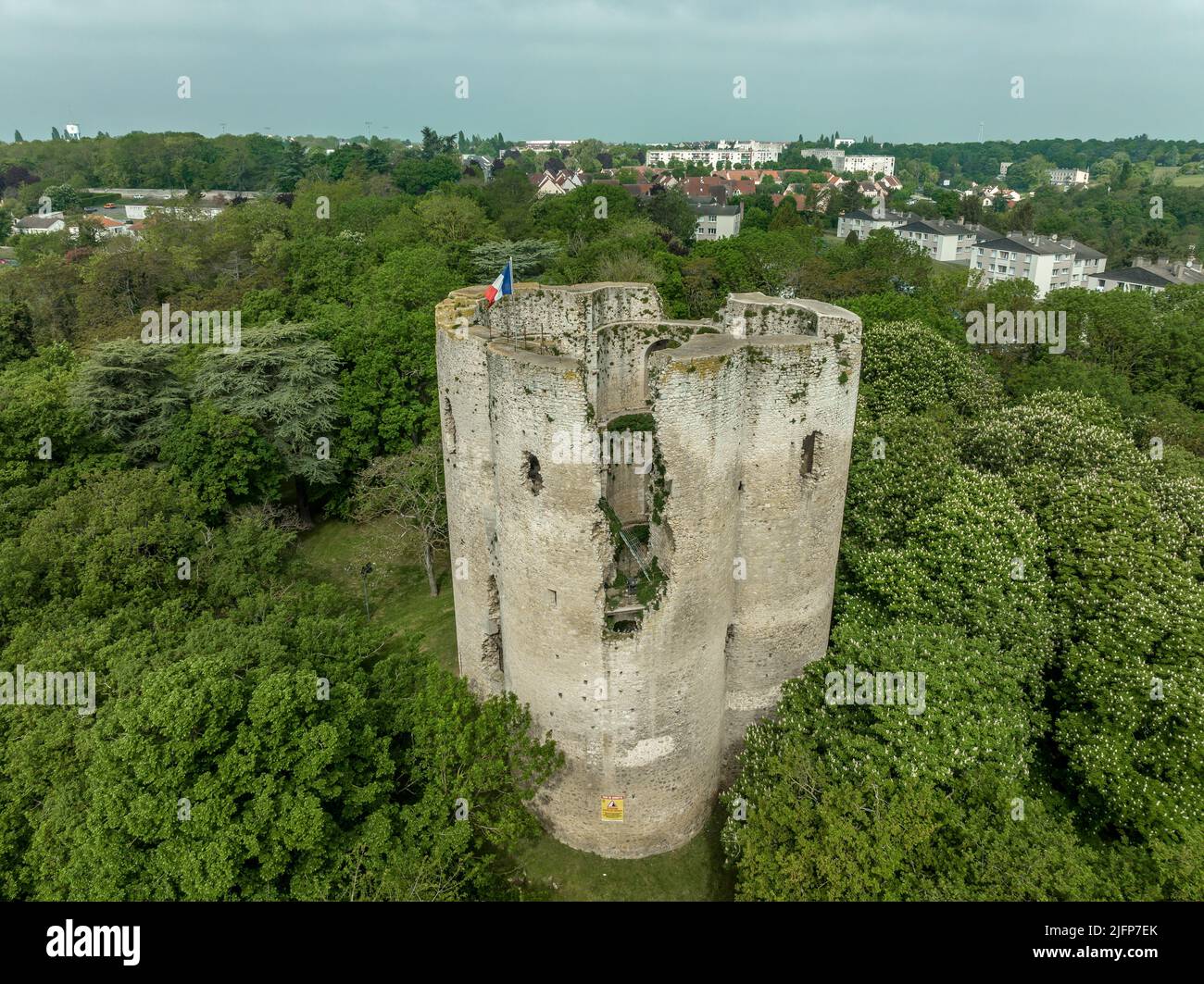 Aerial view of medieval keep above Etampes France Stock Photo - Alamy