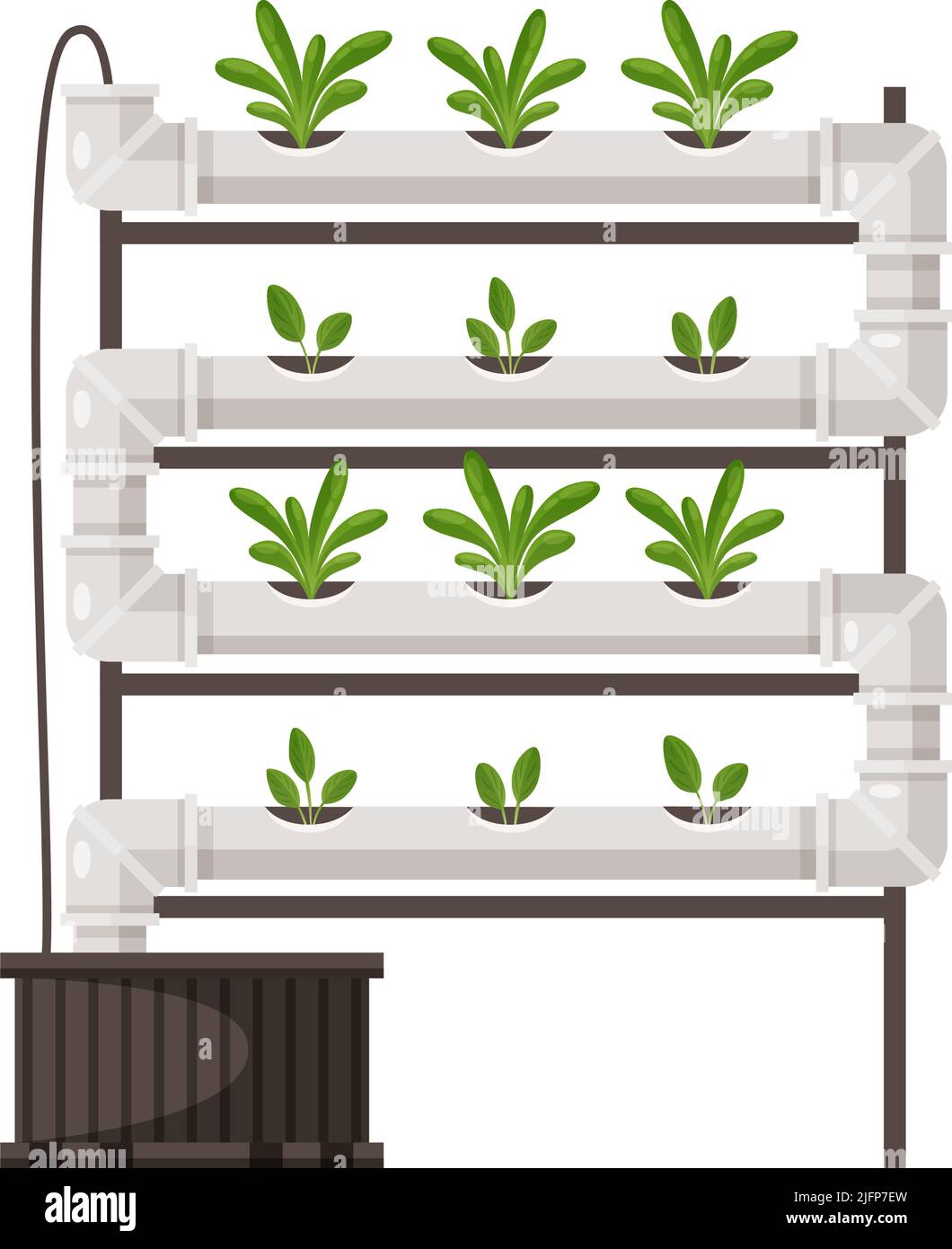 Greenhouse vertical farming hydroponics aeroponics cartoon composition ...
