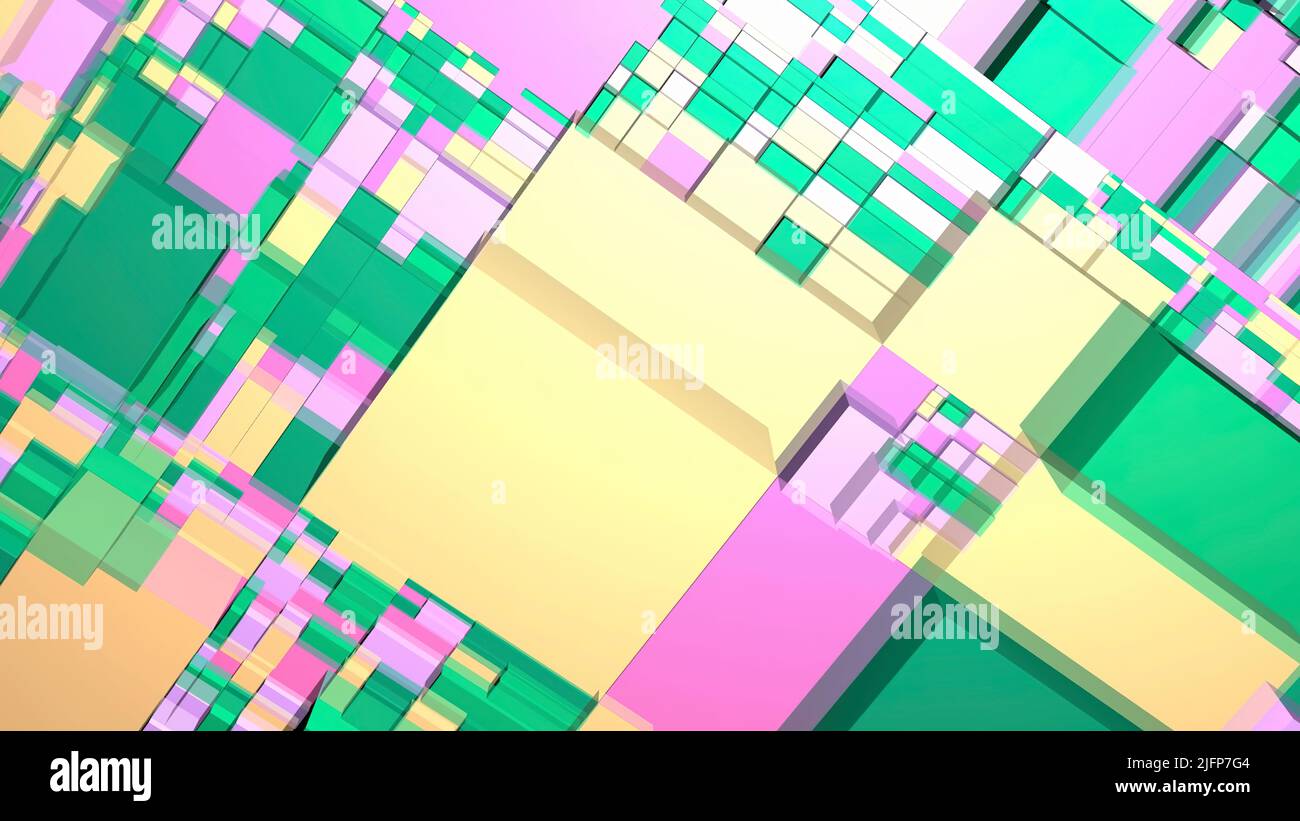 Moving scheme of colorful squares. Motion. 3D map diagram of colorful ...