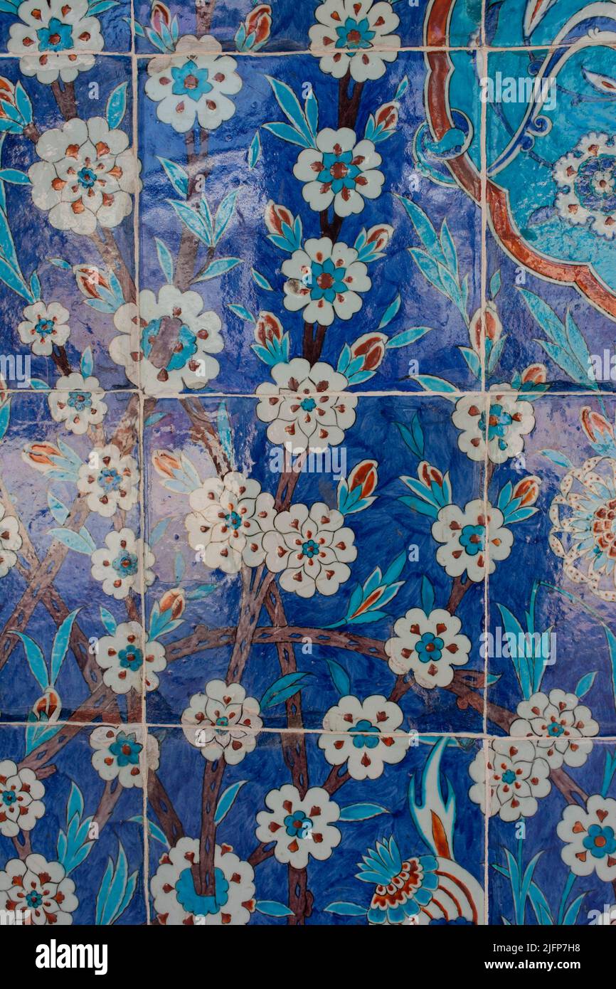 Ancient Handmade Tiles with floral patterns Stock Photo - Alamy