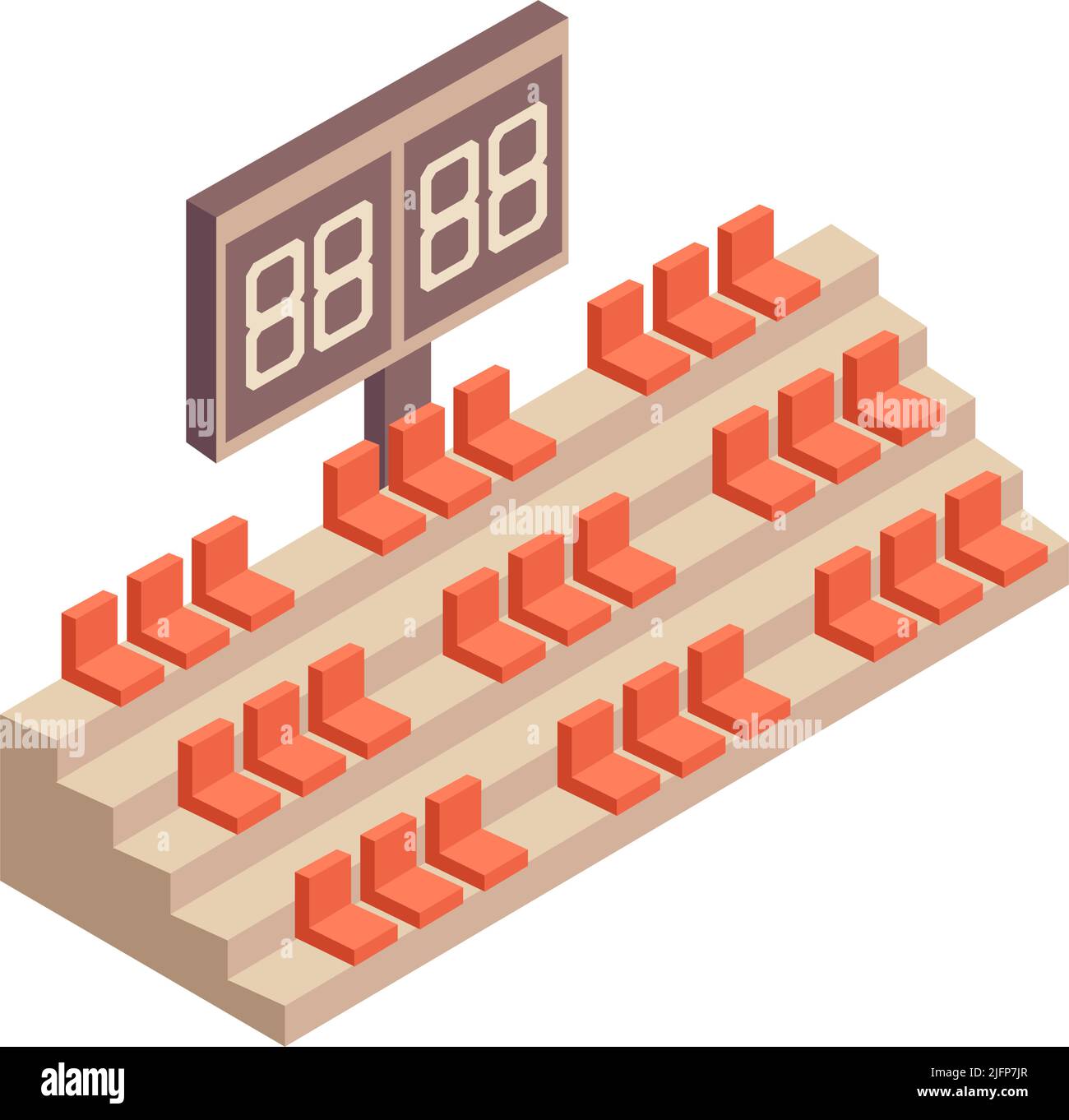 Sport stadium stands with empty seats and scoreboard 3d isometric ...