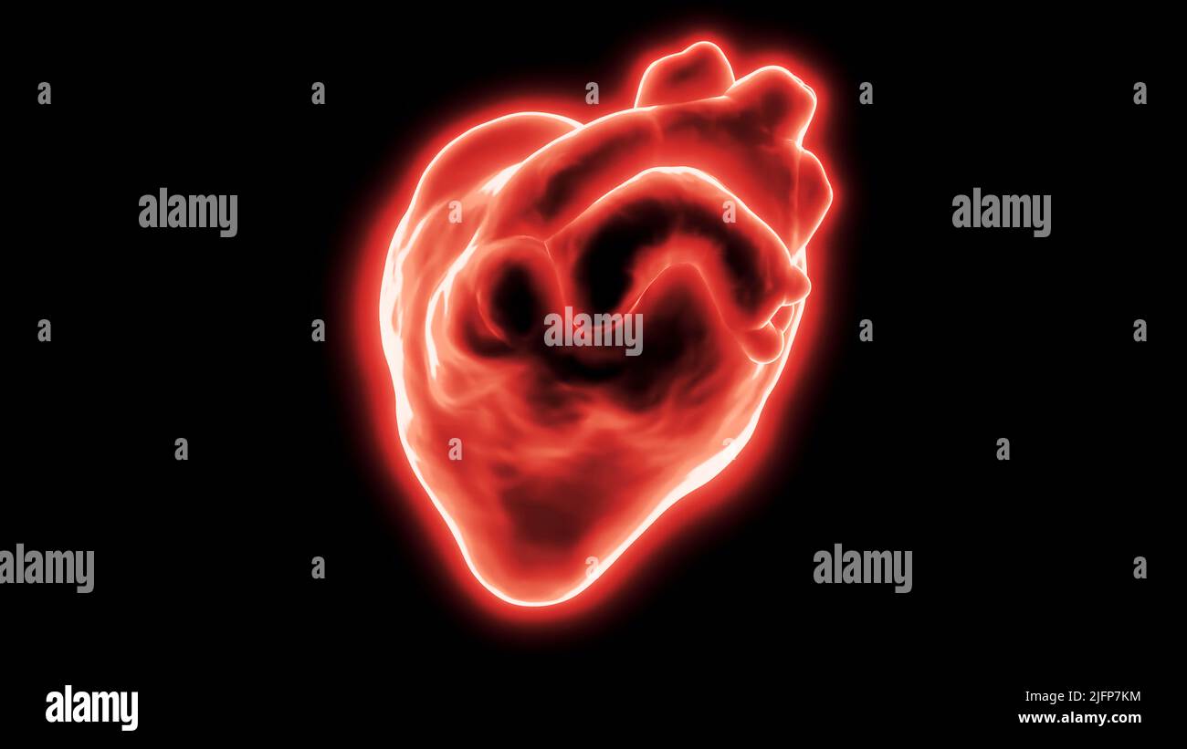 3D model of glowing heart. Design. Glowing model of heart rotates and ...