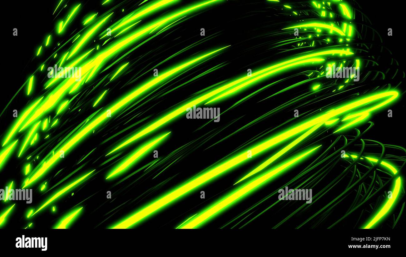 Rotating 3d vortex with neon lines on black background. Design. Side ...