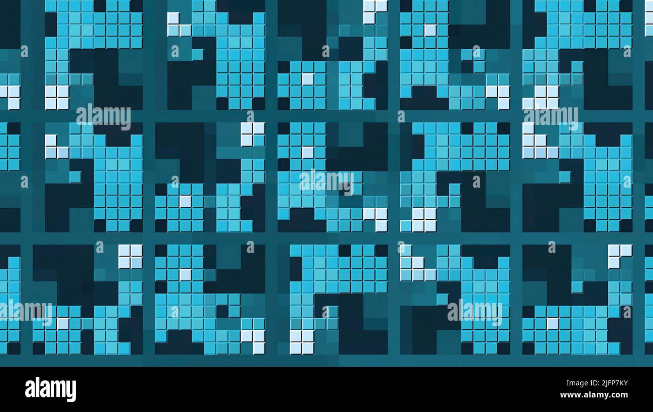 Squares with changing mosaic pattern. Motion. Beautiful disco ...