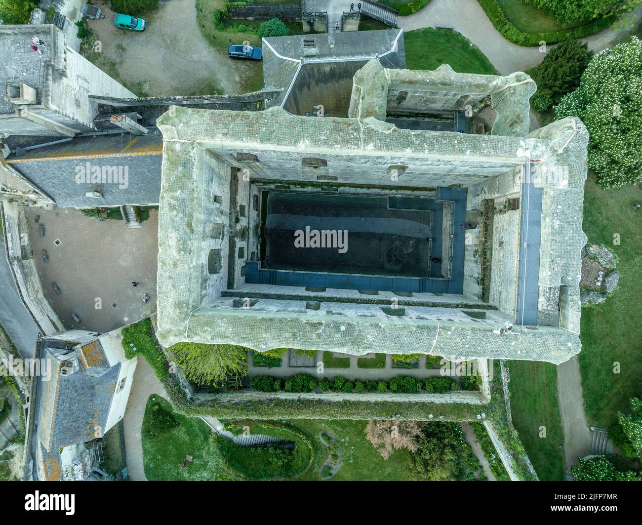 Aerial panorama view of Loches in Indre-et-Loire in the Loire Valley in ...