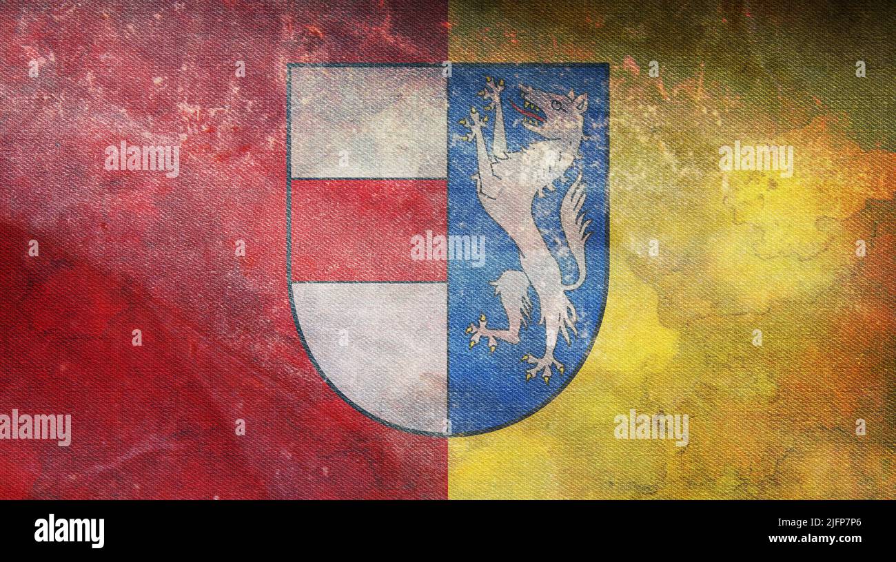 Top view of retro flag Sankt Poelten Austria with grunge texture ...