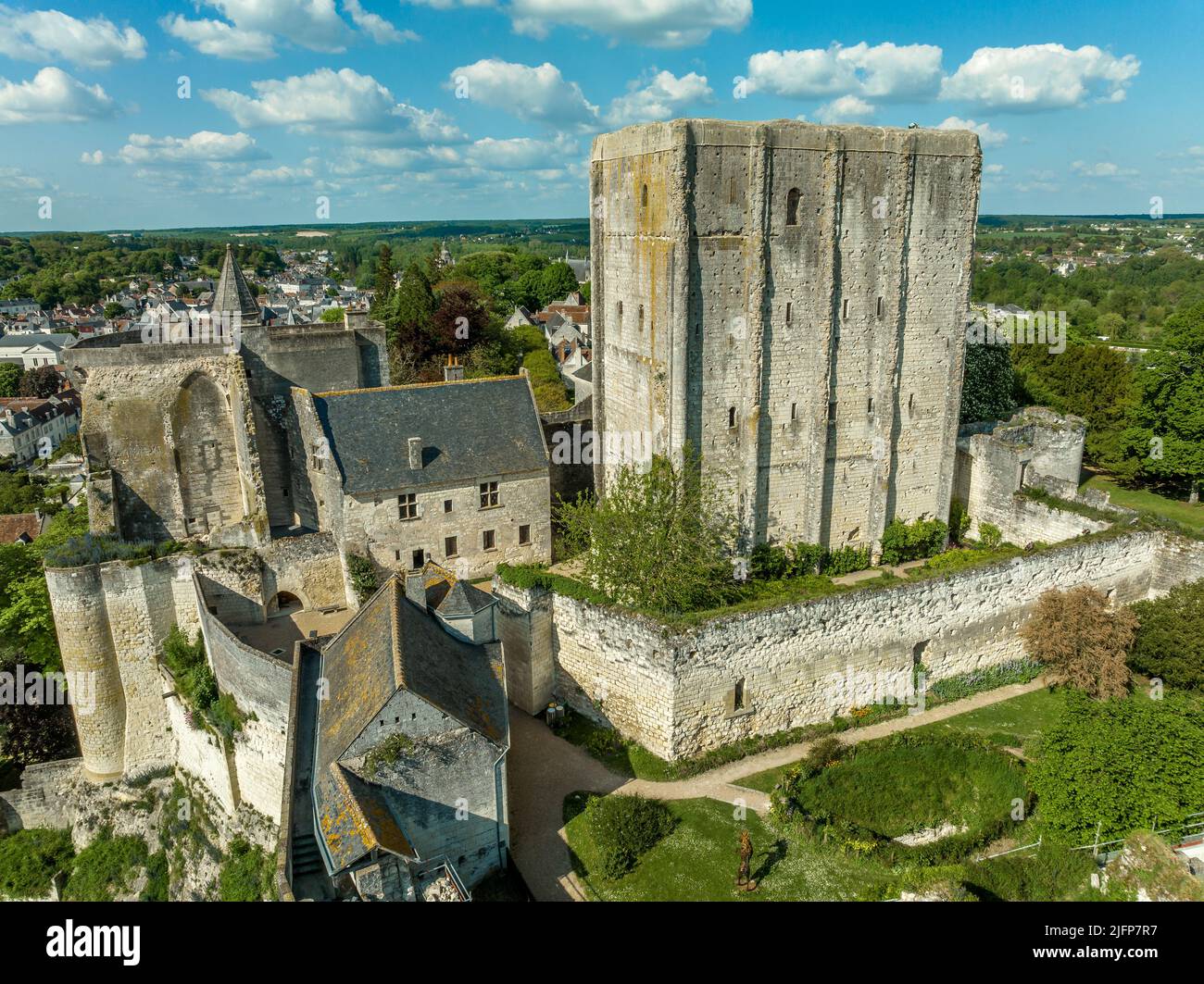 Aerial panorama view of Loches in Indre-et-Loire in the Loire Valley in ...
